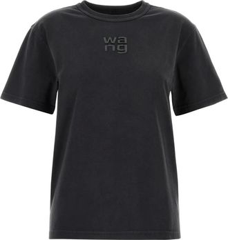Alexander Wang Femme, Tops, Noir, Taille: 36 FR T-shirt Court avec Logo Thermocoll&eacute;