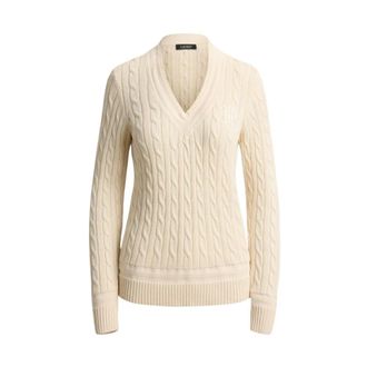 Ralph Lauren Meren V-Ausschnitt Pullover - - Knitwear - Damen - Beige - XS