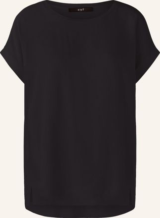 Oui Blusenshirt Im Materialmix schwarz