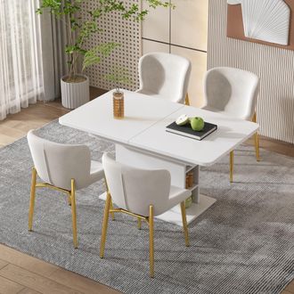 Generic Esszimmerstuhl 4er-Set, Samt-Loungesessel mit komfortabler Polsterung, Moderne Wohn- und Schlafzimmerstühle, stilvolle Metallbeine, ideal für Wohnzimm