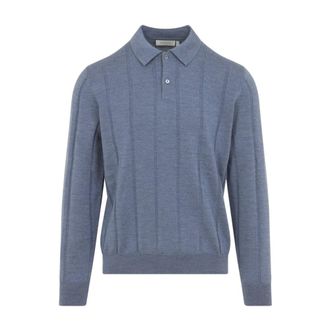 Canali Polo en M&eacute;rinos c&ocirc;tel&eacute; - Homme - Tops - Bleu - Taille: L