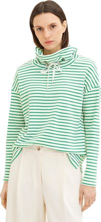 Tom Tailor Damen Sweatshirt mit Schalkragen aus Bio-Baumwolle