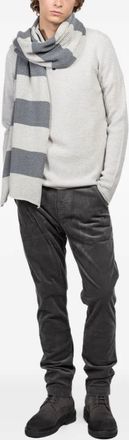 Hannes Roether striped scarf - Wei&szlig;
