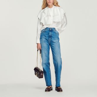 Sandro Chemise en soie &agrave; volants