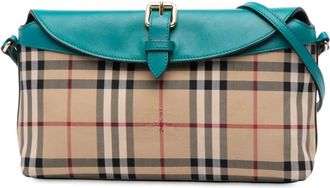 Burberry 2000-2017 Leah Umhängetasche aus beschichtetem Canvas mit Haymarket Check - Braun
