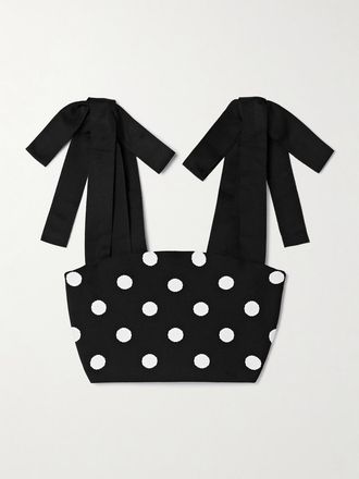 Carolina Herrera Bustier Aus Jacquard-strick Mit Polka-dots - Schwarz