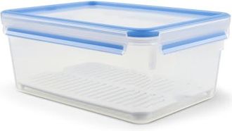 Emsa Clip & Close Frischhaltedose, rechteckig, 3,7 L, Aufbewahrungsbox, 100 Prozent dicht, spülmaschinen-, gefrier-, mikrowellenfest, Transparent, Blau, Ma