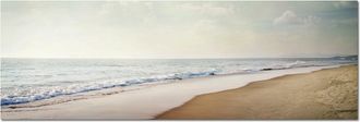 Paul Sinus Art Panoramabild auf Leinwand und Keilrahmen 150x50cm Strand Meer Wolkenhimmel Vintage