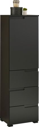 MID.YOU Mid.you Midischrank, Schwarz, Holzwerkstoff, 1 Fächer, 3 Schubladen, 40x134x32 cm, Made in EU, stehend, Badezimmer, Badezimmerschränke