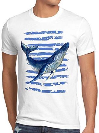 style3 Baleine Bleue T-Shirt Homme plongée en mer Rorqual Bleu, Taille:S