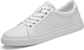 Generic Baskets en cuir véritable pour homme, chaussures décontractées, douces, respirantes et tendance pour homme, Blanc creux, 39 2/3 EU