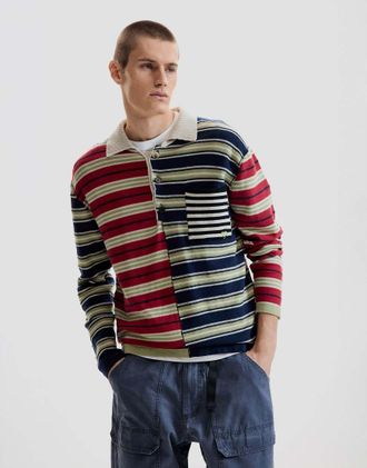 Desigual Gestreifter Pullover in Blau-Navy