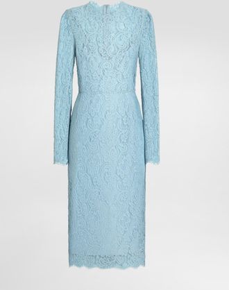 Dolce & Gabbana Cordonetto Lace Sheath Dress - Frau Kleider Azure 36