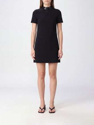 Courr&egrave;ges Mini-robe trap&egrave;ze en cr&ecirc;pe avec col montant et manches courtes