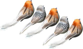 Hemoton Künstliche Vögel mit Feder und Clips 5 Stücke Spatz Dekofigur Styropor Tiere Formen Schaum Gartenfiguren Gartendeko Osterdeko Figuren Garten Frühling 