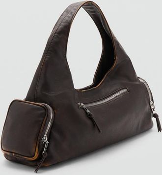 Mango Sac port&eacute; &eacute;paule poches marron - Femme - Taille unique - MANGO