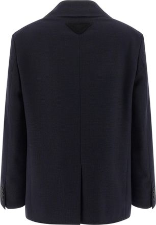 Prada Womens Blue Virgin Wool Blazer Clothing