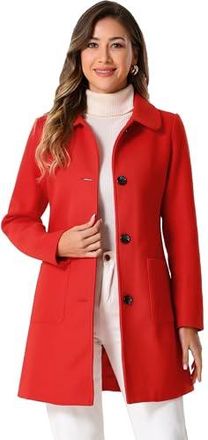Allegra K Trench-coat &agrave; col rabattu pour femmes Rouge L