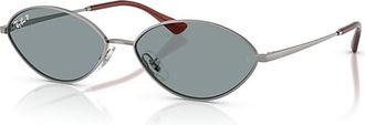 Ray-Ban Kai Bio-based Sonnenbrillen Gunmetal Fassung Blau Glas Polarisiert 59-15