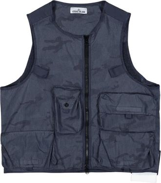 Stone Island Homme, Vestes, Bleu, Taille: XL Faded Camo Ripstop-TC Vest