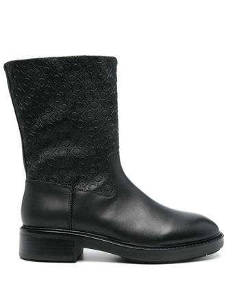 Calvin Klein bottes à logo embossé - Noir