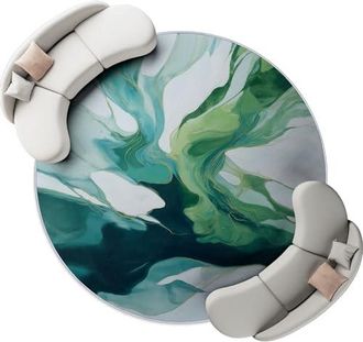 Generic Vert Tapis de Salon Rond 120 cm, Peinture Abstraite Rayures Flux deau Tapis Chambre Antid&eacute;rapant Lavable, Ne Perd Pas Ses Poils Moelleux Moquette pour