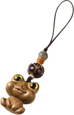 Supvox Porte-Cl&eacute;s Pendentif T&eacute;l&eacute;phone Portable en Bois Vert Dessin Anim&eacute; Grenouille D&eacute;coration Suspendue L&eacute;g&egrave;re Accessoire Paquet &agrave; Main et Paquet &agrave; Dos Brel
