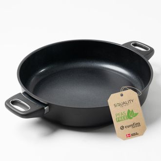 Squality Premium Sauteuse Pfanne 32 cm Doppelgriff - PFAS-freie Antihaft Pfanne aus D&auml;nemark | Ofenfest bis 260 &deg;C, induktionsgeeignet, ergonomisch geformt, f&uuml;