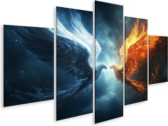 Islandburner Prime Bild auf Leinwand Feuer und Eis Phönix im kosmischen Tanz (2) Bilder Wandbilder Poster