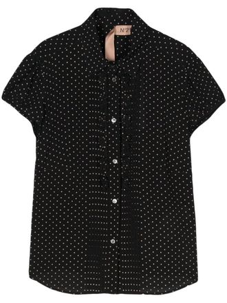N&deg;21 chemise &agrave; pois imprim&eacute;s - Noir