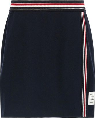 Thom Browne Femme, Jupes, Bleu, Taille: 40 FR Mini-jupe en coton piqu&eacute;