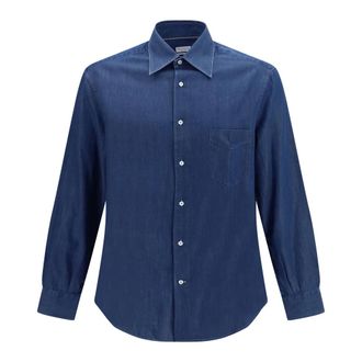 Brunello Cucinelli Chemise en jean l&eacute;g&egrave;re - Homme - Chemises - Bleu - Taille: XL