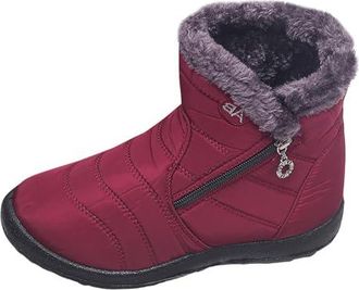 Generic Bottes de neige dhiver pour femme avec doublure en fourrure épaisse - Chaudes - Légères et antidérapantes - Bottes plates mi-mollet - Pour lintérieur 