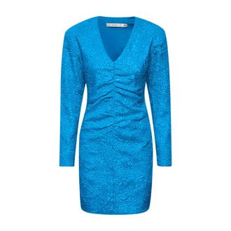 Gestuz Gebl&uuml;mtes Partykleid mit langen &Auml;rmeln - - Dresses - Damen - Blau - XS