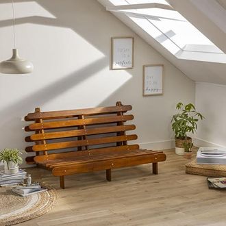Someo Structure futon 160x200 cm en Bois Massif Noisette en Pin Massif - Marron Noisette