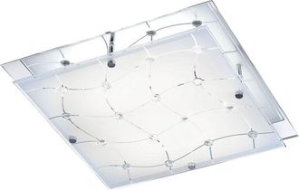 Leuchten Direkt Leuchten Direkt - Plafonnier avec cristaux plafonnier en verre lampe de couloir lampe de salon, dépoli, 4x 3W 4x 255lm blanc chaud, LxPxH 32x32x7,5 cm