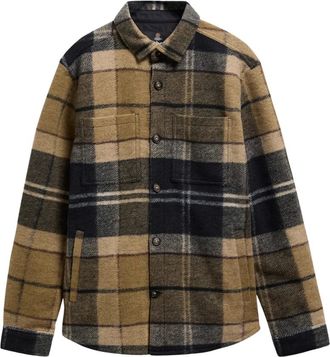 Barbour Woodlane Overshirt &agrave; carreaux bross&eacute; - Homme - Chemises - Beige - Taille: L