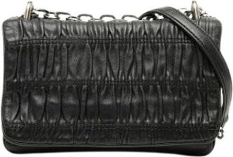 Prada Pre-owned Sac bandouli&egrave;re en cuir pliss&eacute; - Femme - Pre-owned - Noir - Taille: ONE Size
