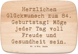 Mr. & Mrs. Panda Fr&uuml;hst&uuml;cksbrett Spruch 84. Geburtstag - Geschenk, besonderen Tag feiern, Alles gut zum Geburtstag, Schneidebrett Holz, Jubil&auml;um