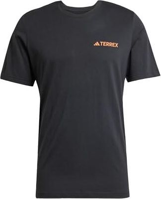 adidas Mens T-Shirt Graphique Terrex, Black/Semi Impact Orange, S