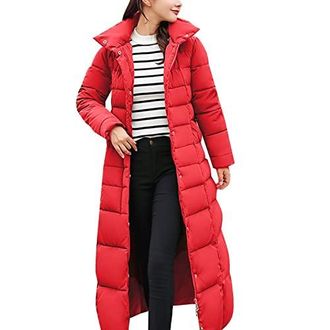 Generic Vestes pour femmes 2026 Couleur unie Longue &agrave; capuche &agrave; lacets Manteau &agrave; manches poches, Rouge, 3XL