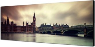 Paul Sinus Art PANORAMA BILD 150x50cm (London Themse BIG BEN) EXKLUSIVES Fotowandbild auf Leinwand und Keilrahmen Leinwandbild Fotodruck modern Zeitlos Stilvoll wie 