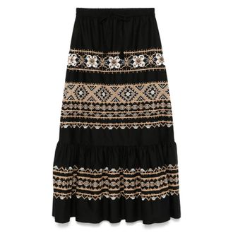 Ermanno Scervino Schwarzer Bestickter Maxi-Rock mit Taschen - - Skirts - Damen - Schwarzk - XS
