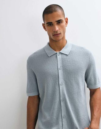 Boss Orange by Hugo Boss Boss Orange Akepalo chemise en maille coupe relaxed boutonn&eacute;e sur le devant grise