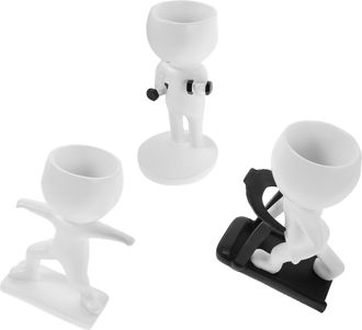 UPKOCH 3 Stück Kleine Pflanzgefäße aus Widerstandsfähigem Harz Süßer Fitness Motiv Blumentopf für Sukkulenten Minimalistisches Design in Neutralem für Wohn u