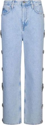 Liu Jo Femme, Jeans, Bleu, Taille: W31 Jean Coupe Droite avec Ornementation Bijoux