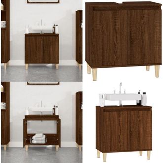 vidaXL Vidaxl - Waschbeckenunterschrank Braun Eichen-Optik 58x33x60 cm - Waschtisch Unterschrank - Badezimmerm&ouml;bel - Eiche Optik - Holzm&ouml;bel - Brauner