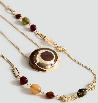 Mango Collier pendentifs combin&eacute;s or - Femme - Taille unique - MANGO