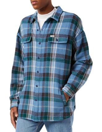 Wrangler Herren Shirt Overshirt, Captains Blue, M