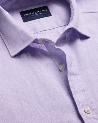 CHARLES TYRWHITT Reines Leinenhemd - Lila